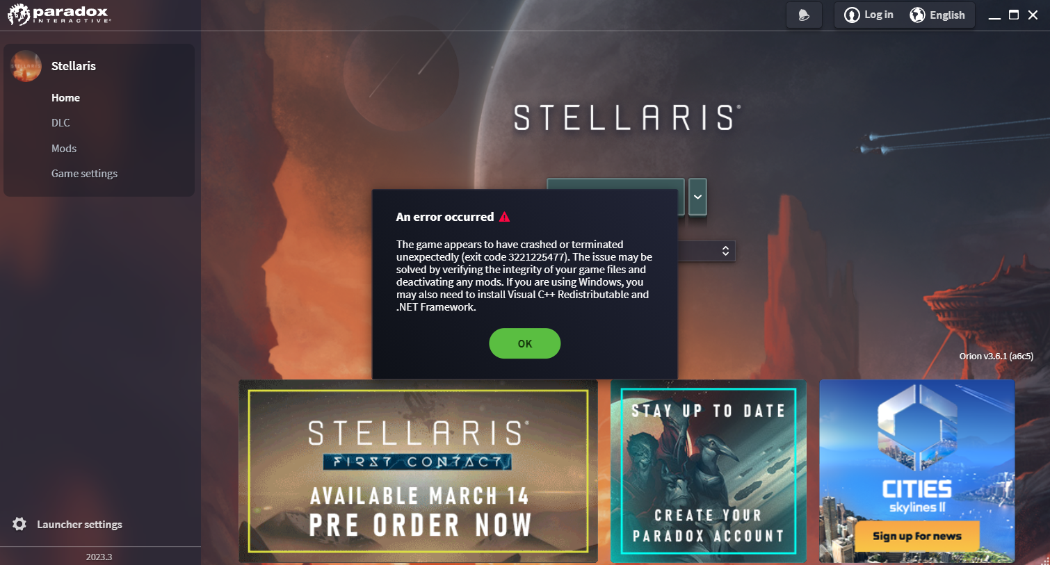 Visual C And Net Framework Error Message On Start Paradox Interactive Forums 